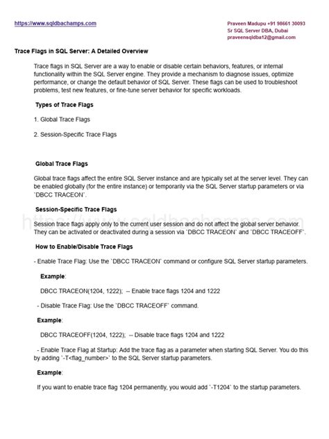 Trace Flags In Sql Server Overview Pdf Microsoft Sql Server Databases