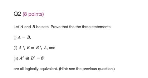 Solved Q Points Let A And B Be Sets Prove That The The Chegg