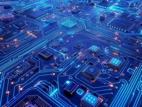Futuristic Circuit Board With Glowing Blue Lines Stock Image Image Of Board Tech 319784647