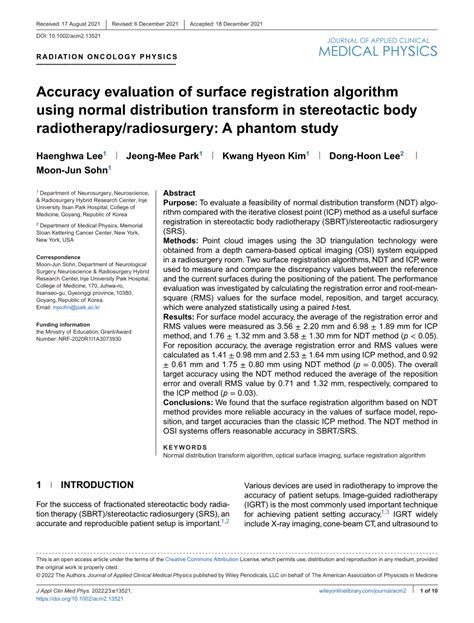 Pdf Accuracy Evaluation Of Surface Registration Algorithm Using