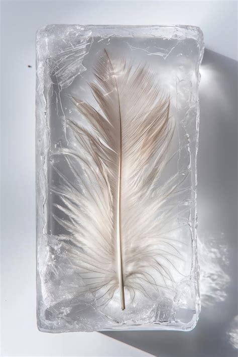 A Feather Is Frozen In Ice Stock Image Image Of Colorful 319603093