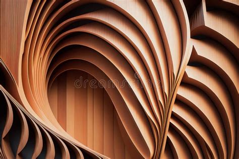 Abstract Of Wooden Pattern Twisted Shape Architecture Facade Details Generation Ai Stock