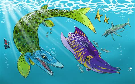 Tylosaurus Vs Tusoteuthis By Gusdrawsthings On Deviantart