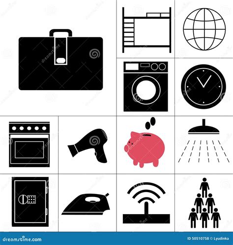 Set Of Icons Hostelvector Illustration Stock Vector Illustration Of