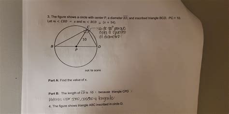 The Figure Shows A Circle With Center P A Diameter Overline BD And Inscribed Triangle Math