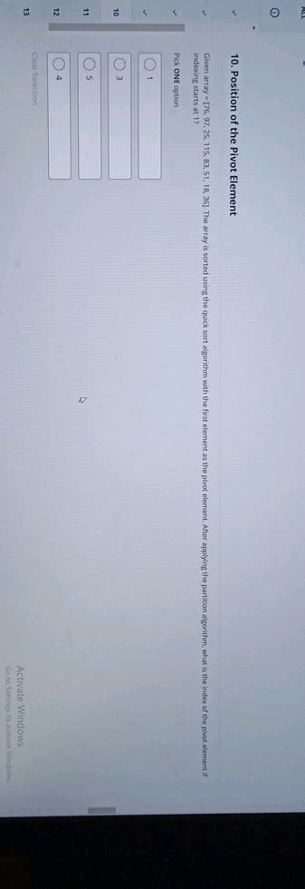 Position Of The Pivot Element Given Array StudyX