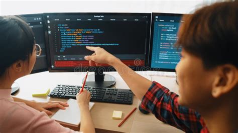 Slow Motion Back End Software Developer Engineer Writing Code