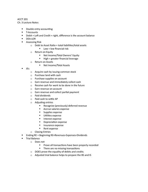 Acct 201 Chapter 3 Lecture Notes Acct 201 Ch 3 Lecture Notes Double