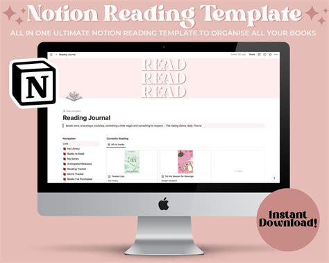 notion reading template notion dashboard reading journal book tracker reading log book