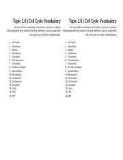 Exploring Cell Cycle Vocabulary Notecard Creation Guide Course Hero