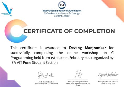 Devang G Manjramkar On Linkedin C Programming Workshop Certificate