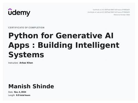 generativeai python ai machinelearning deeplearning udemy chatgpt dall manish shinde