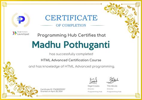 Madhu Pothuganti On Linkedin Html Webdevelopment Programminghub Certification