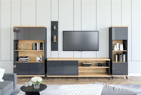 Витрина Тревизо 1Д Світ меблів Дуб Артизан Антрацит открытая ДСП купить онлайн на Rozetka