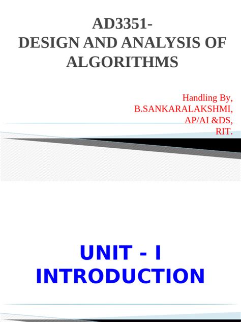 Ad3351 Daa Unit I Pdf Mathematics Algorithms