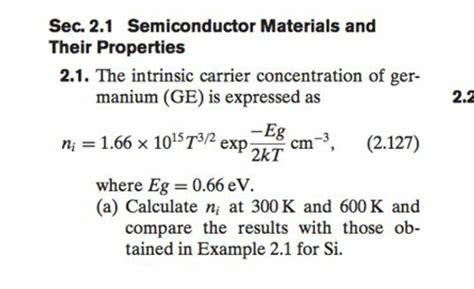 Solved Sec 2 1 Semiconductor Materials And Their Properties