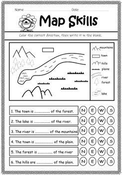 Map Skills Unit Reading Maps And Determining Directions Activities