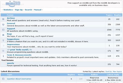 Minibb Demo Site Try Minibb Without Installing It