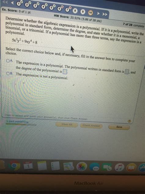 Solved Determine Whether The Algebraic Expression Is A Chegg