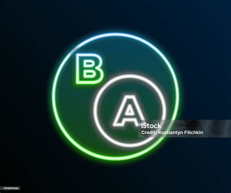 빛나는 네온 라인 하위 집합 수학 A는 검은색 배경에 분리된 B 아이콘의 하위 집합입니다 다채로운 개요 개념입니다 벡터 인포그래픽에 대한 스톡 벡터 아트 및 기타 이미지