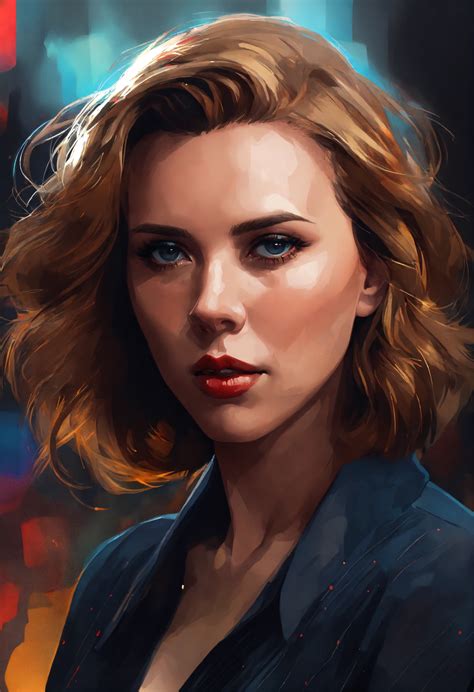 Lexica Scarlett Johansson Illustration 2d Realism Black Flat