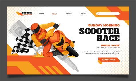 오토바이 경주용 랜딩 페이지 템플릿 무료 벡터