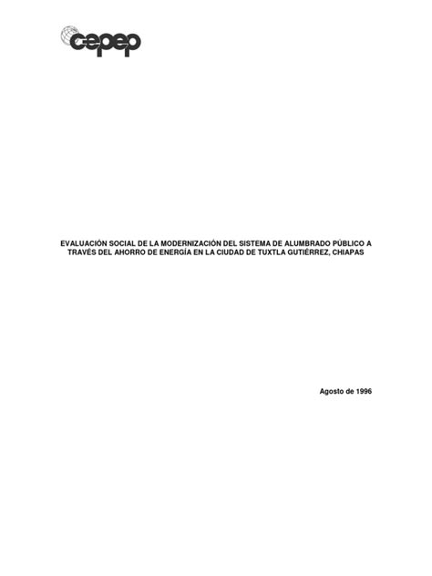 Cepep Alumbrado Público Pdf Luz De La Calle Uso Eficiente De Energía