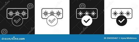 Set Password Protection And Safety Access Icon Isolated On Black And White Background Security