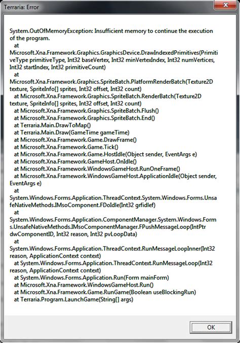 Pc Out Of Memory Exception Terraria Community Forums