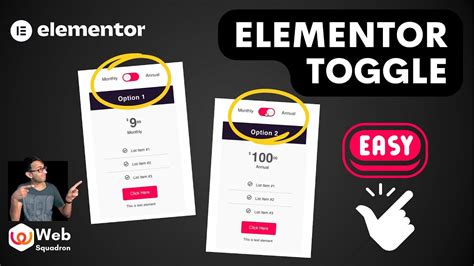 Toggle Button Elements Pricing Widgets Free Code Elementor Wordpress Tutorial Youtube