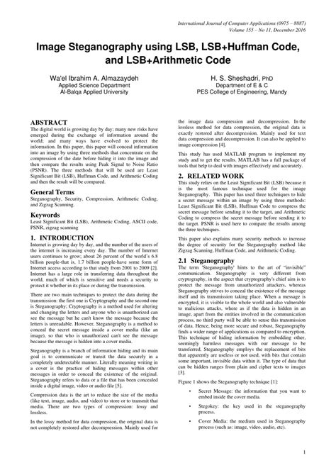 Pdf Image Steganography Using Lsb And Lsbhuffman Code