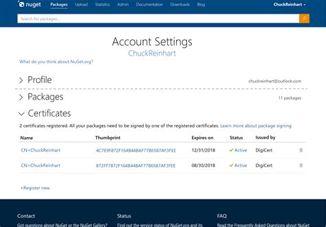 Register Package Signing Certificates NuGet Home Wiki GitHub