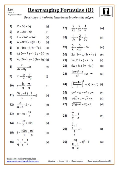 Worksheet Rearranging Equations At Callum Winter Irving Blog