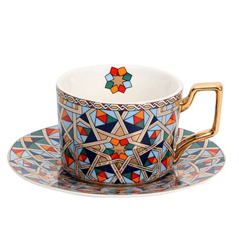 모로코 커피 컵 접시와 함께 설정 럭셔리 세라믹 머그잔 에스프레소 컵 북유럽 크리 에이 티브 도자기 커피 머그잔 가정용