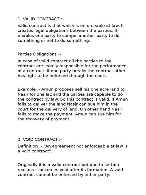 Difference Between Void Voidable And Valid Contract