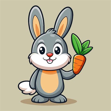 Download Cute Rabbit Holding Carrot With Thumb Up Cartoon Vector Eps File For Design Premium
