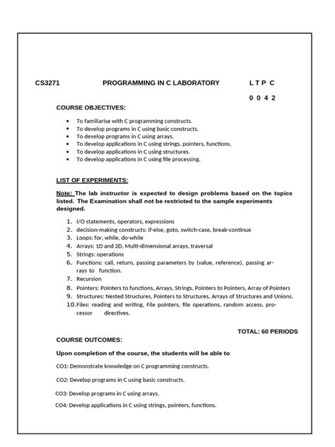 C Programming Lab Manual Pdf Pointer Computer Programming Computer Programming