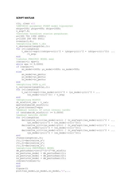 Pendekatan Inversi Linier Dengan Matriks Jacobi Pada Kasus Perhitungan