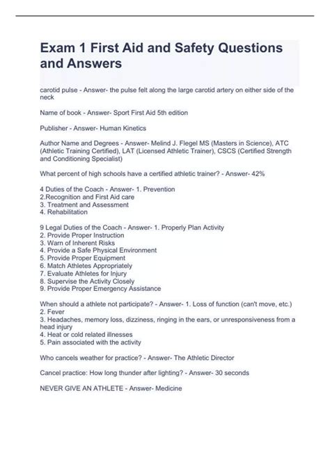 Exam 1 First Aid And Safety Questions And Answers First Aid And Safety Stuvia Us
