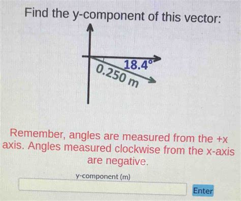 Solved Find The Y Component Of This Vector Remember Angles Are Measured From The X Axis