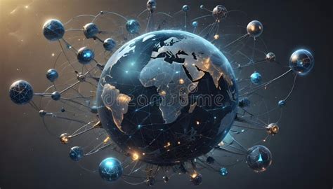 Global Ai Network Visualized As A Glowing Interconnected Web Spanning