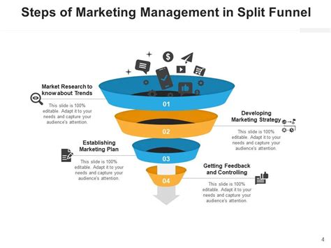 Split Funnel Management Strategic Marketing Business Growth Process Presentation Graphics