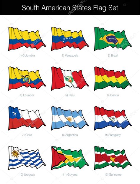 Estados Sudamericanos Ondeando Bandera El Conjunto Incluye Las