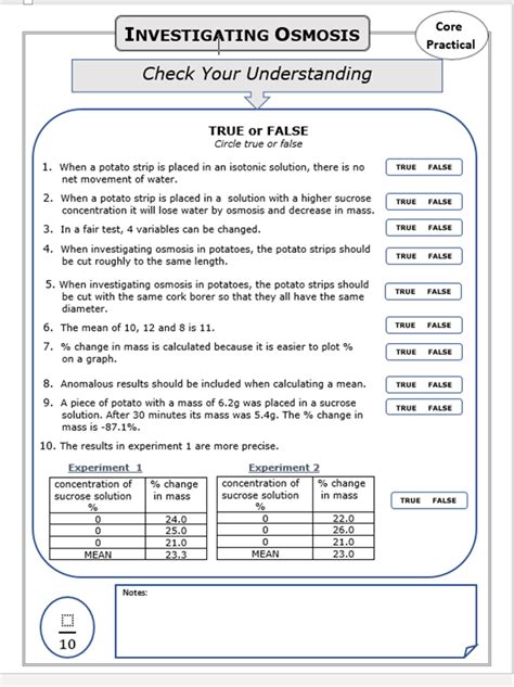 Osmosis Core Practical Teaching Resources