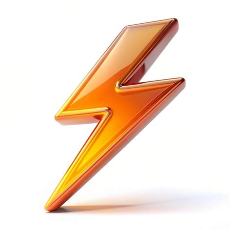 3D Glossy Plastic Lightning Bolt With Dynamic Curves And Vibrant Colors