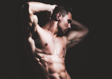 Athletic Young Man Showing His Perfect Naked Body Muscular Guy With