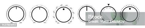 조정 다이얼 원형 스케일 볼륨 레벨 노브와 원형 컨트롤러가 있는 회전식 다이얼 0명에 대한 스톡 벡터 아트 및 기타 이미지