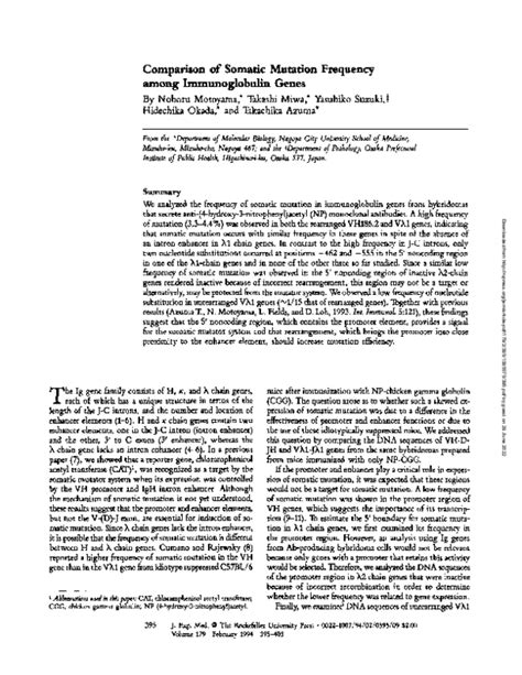 Pdf Comparison Of Somatic Mutation Frequency Among Immunoglobulin