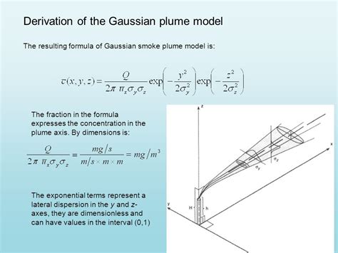 Derivation Of The Gaussian Plume Model Distribution Of Pollutant Concentration C In The Flow