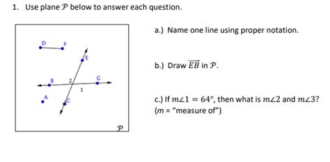 Solved 1 Use Plane P Below To Answer Each Question A